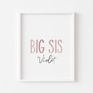 Set of 3 Blush Pink Sister Prints, Custom Sister Name, Sister Prints ...