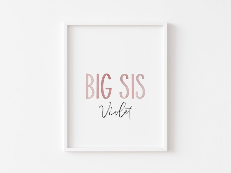 Set of 3 Blush Pink Sister Prints, Custom Sister Name, Sister Prints ...