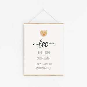 Leo Name Meaning Print, Leo Name Art, Baby Shower Gift, Boys Room Decor ...