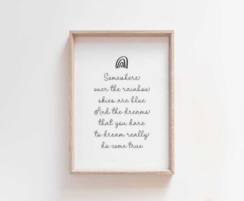 Somewhere Over the Rainbow Print Over the Rainbow Lyrics Wall - Etsy