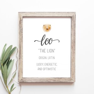 Leo Name Meaning Print, Leo Name Art, Baby Shower Gift, Boys Room Decor ...