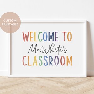 Welcome to Classroom Sign, Teacher Name Sign, Custom Classroom Print ...