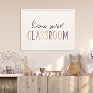 Home Sweet Classroom Sign: Neutral Watercolor Art (digital Download) - Etsy