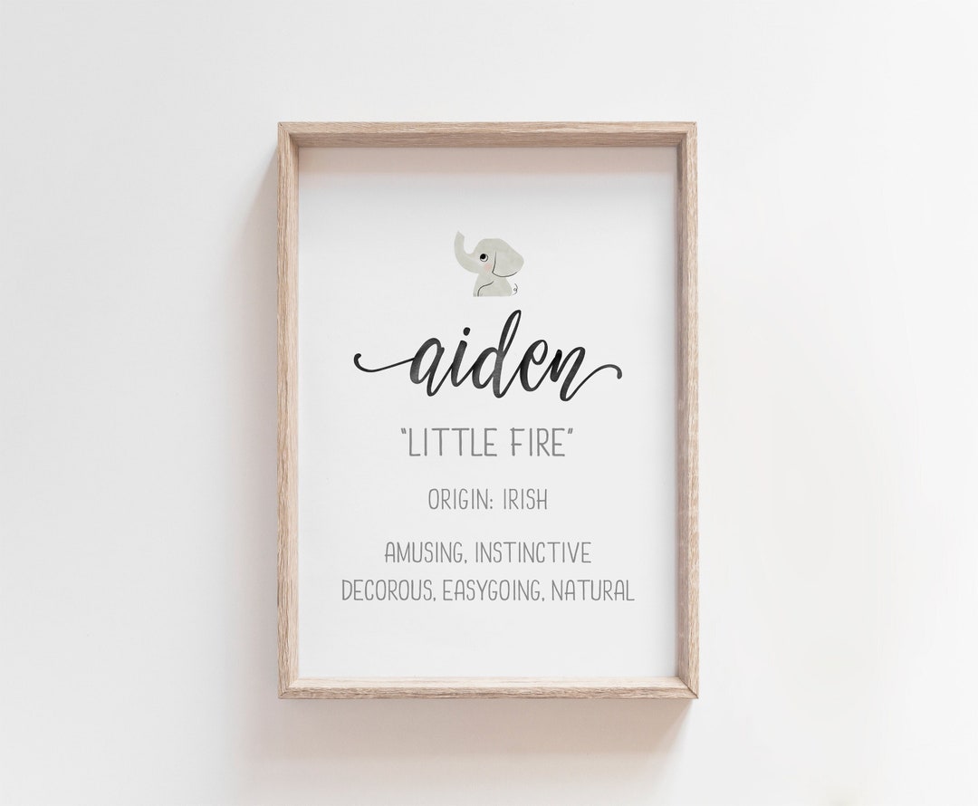 Aiden Name Meaning Print, Aiden Name Art, Baby Shower Gift, Boys Room ...