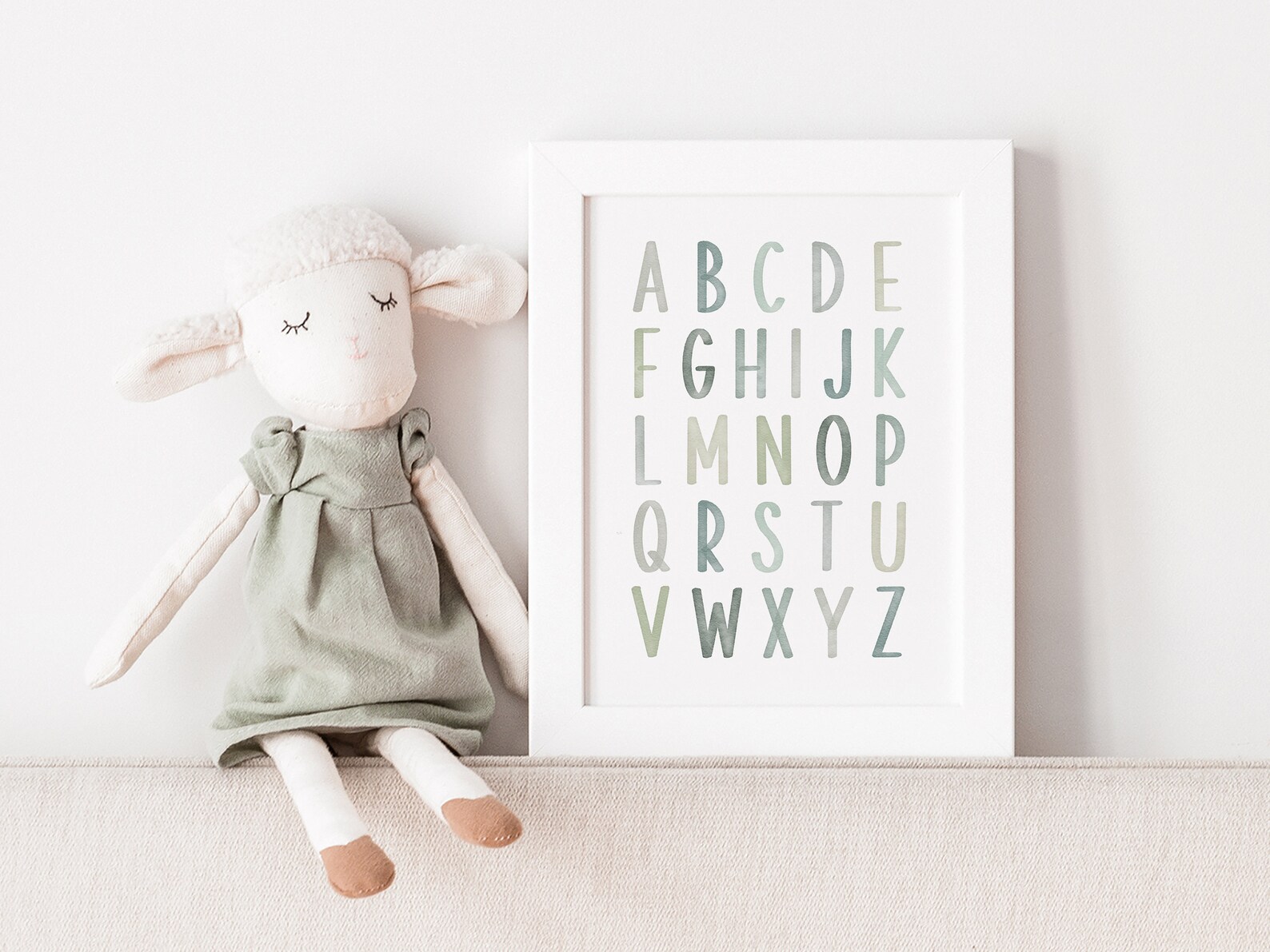 Sage Green Watercolor Alphabet Print Green Nursery Decor ABC - Etsy