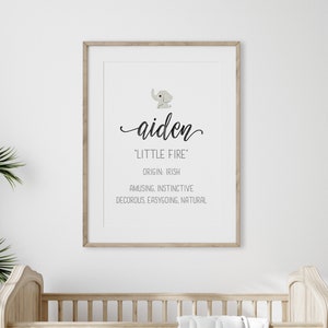 Aiden Name Meaning Print: Baby Boy Nursery Decor (instant Download) - Etsy