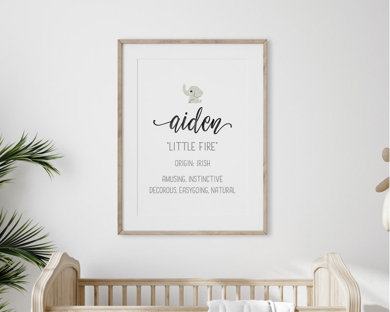 Aiden Name Meaning Print: Baby Boy Nursery Decor (instant Download) - Etsy