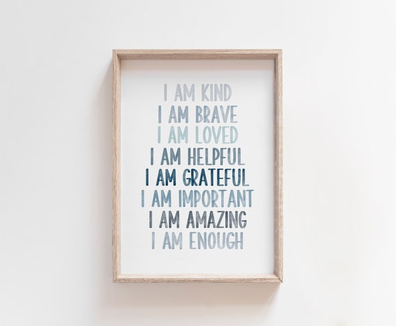 Blue Watercolor Kids Affirmation Print Affirmation for Kids | Etsy