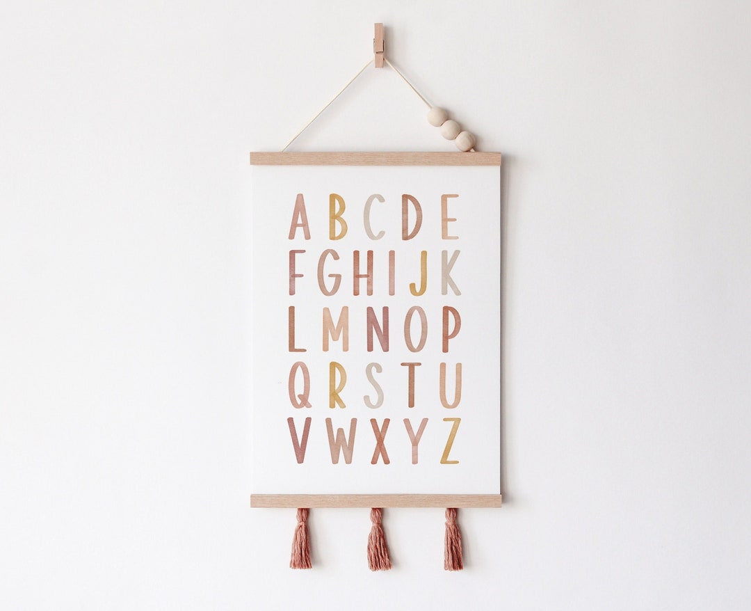 Boho Watercolor Alphabet Print, Boho Nursery Wall Art, Classroom Decor ...