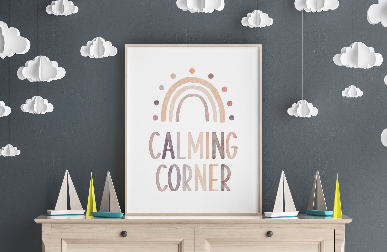 Calming Corner Poster Calm Corner Sign Neutral Watercolor - Etsy
