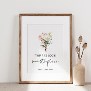 You are god's masterpiece Bible Verse Wall Art Ephesians | Etsy