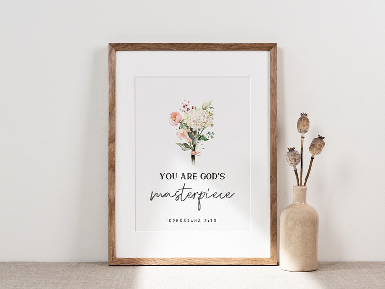 You are god's masterpiece Bible Verse Wall Art Ephesians | Etsy