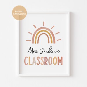 Custom Teacher Name Sign, Boho Classroom Decor, Teacher Door Sign, Boho ...