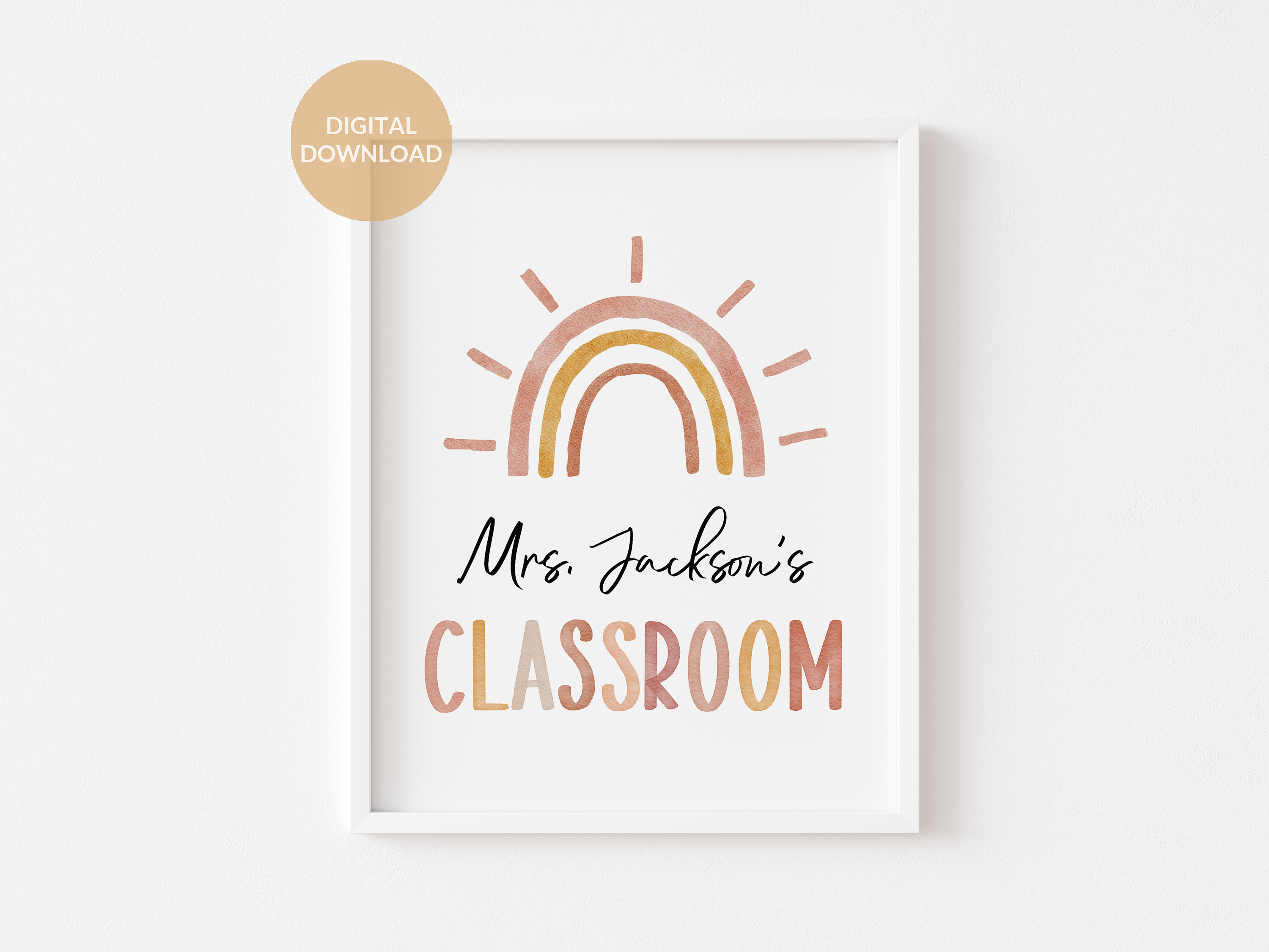 Custom Teacher Name Sign, Boho Classroom Decor, Teacher Door Sign, Boho ...