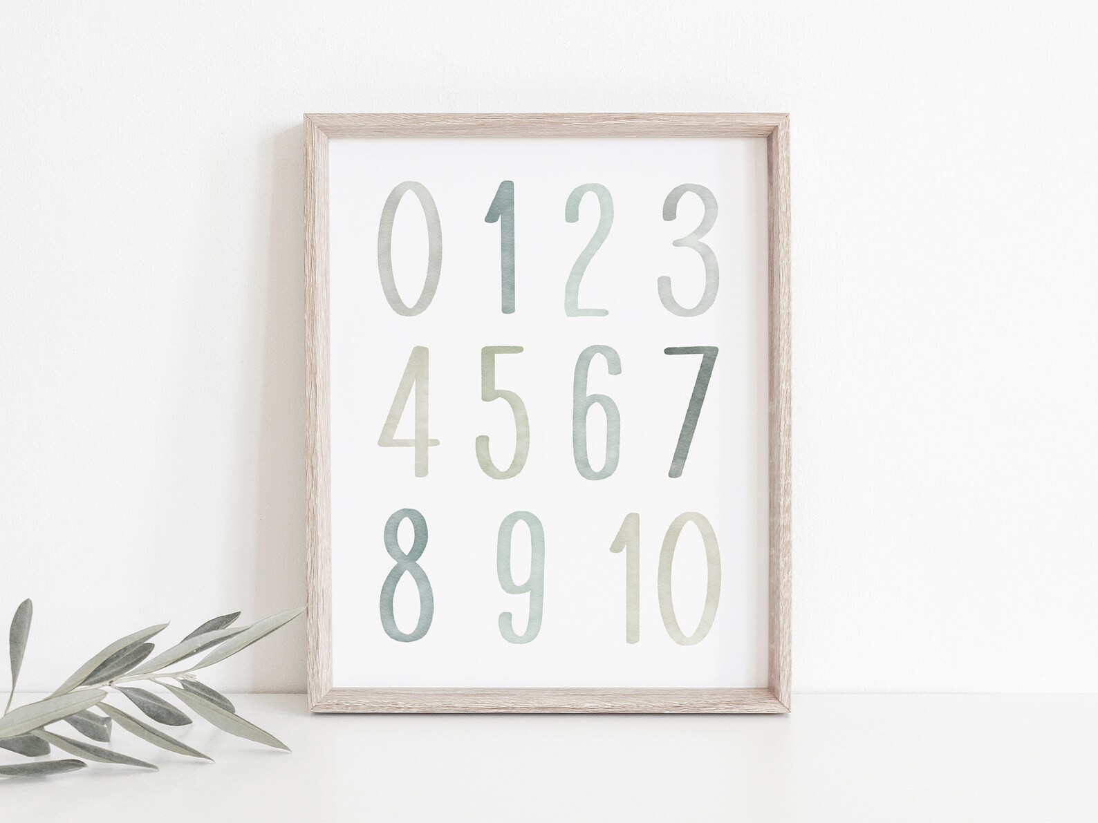 Sage Green Watercolor Alphabet Numbers SET of 2 Prints - Etsy
