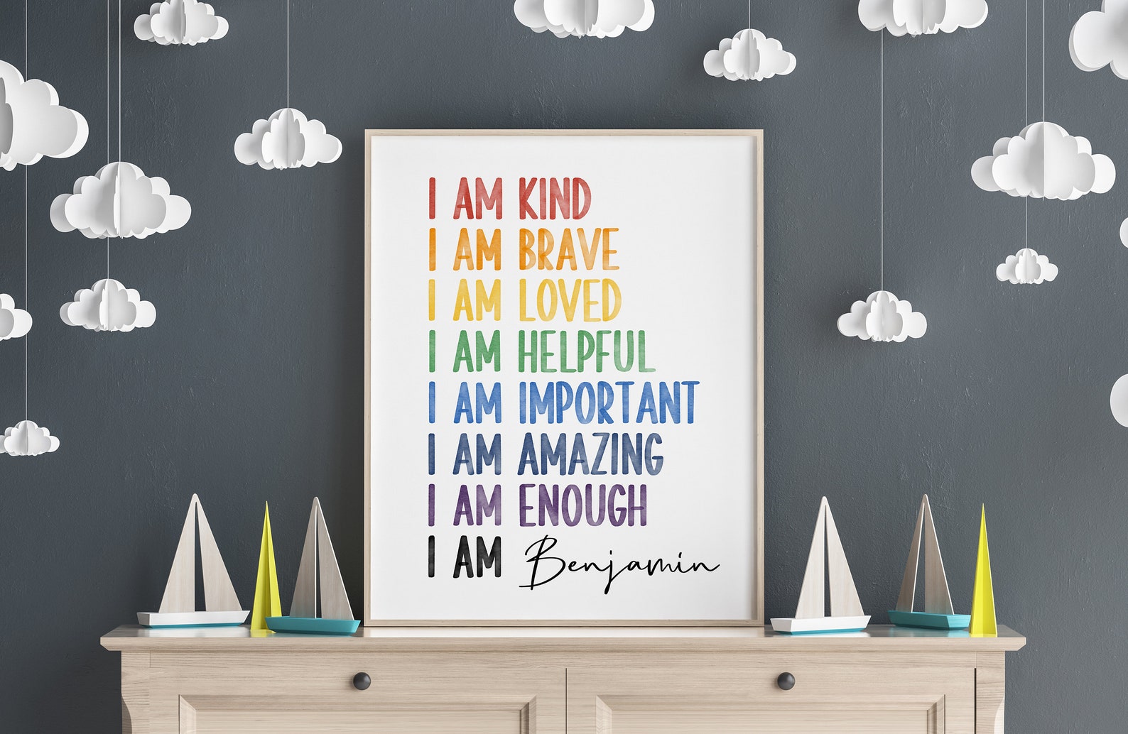 Custom Kids Affirmation Wall Art Custom Name Print - Etsy