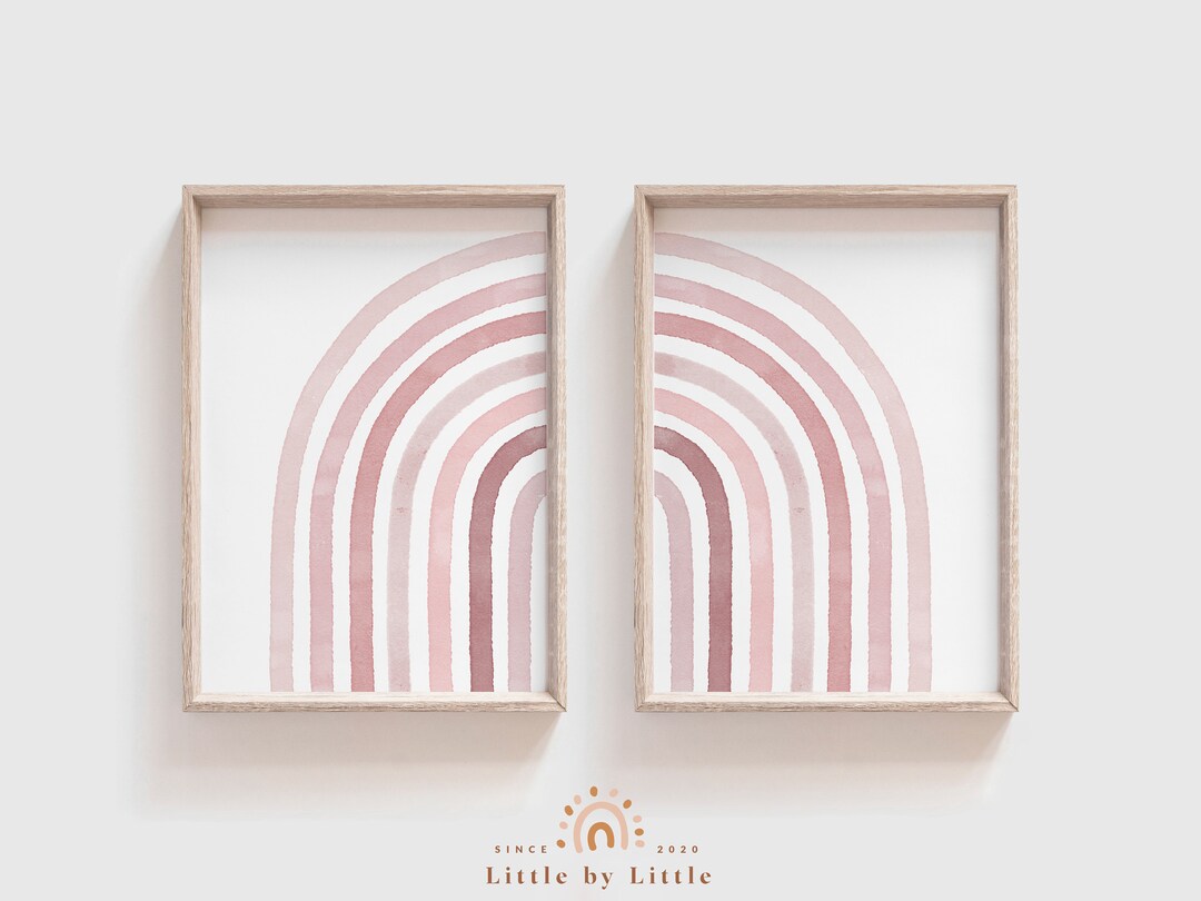Blush Pink Watercolor Half Rainbow Prints, SET of 2, Girls Room Decor ...