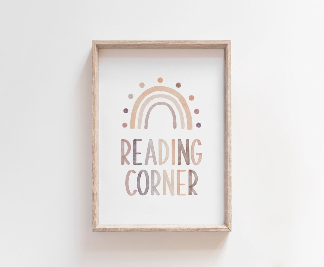 Watercolor Rainbow Reading Corner Sign: Boho Classroom Decor (digital ...