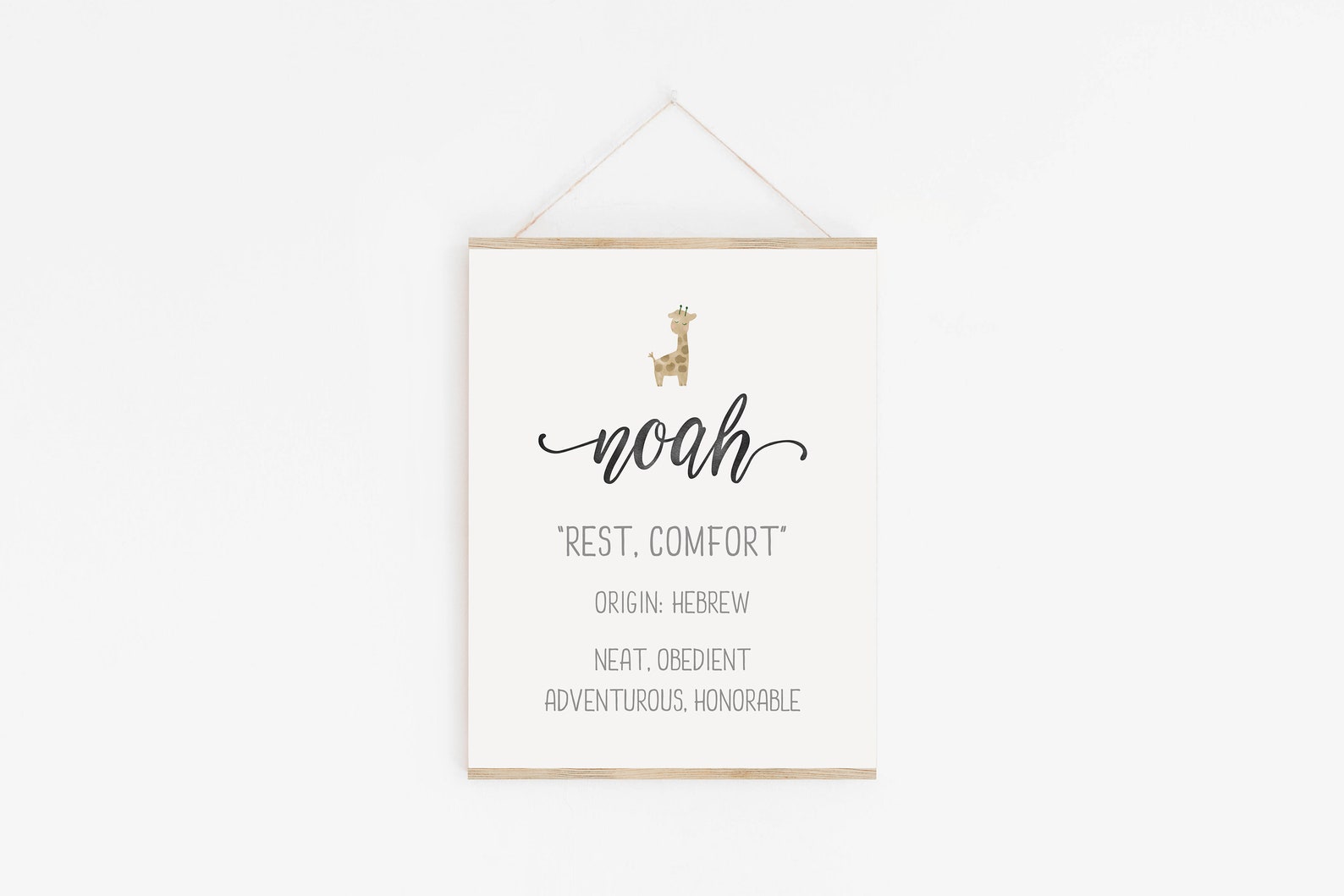 Noah Name Meaning Print: Giraffe Nursery Decor (digital Download) - Etsy
