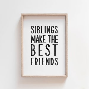 Black Watercolor Sibling Name Prints, Set of 3, Sibling Quote ...