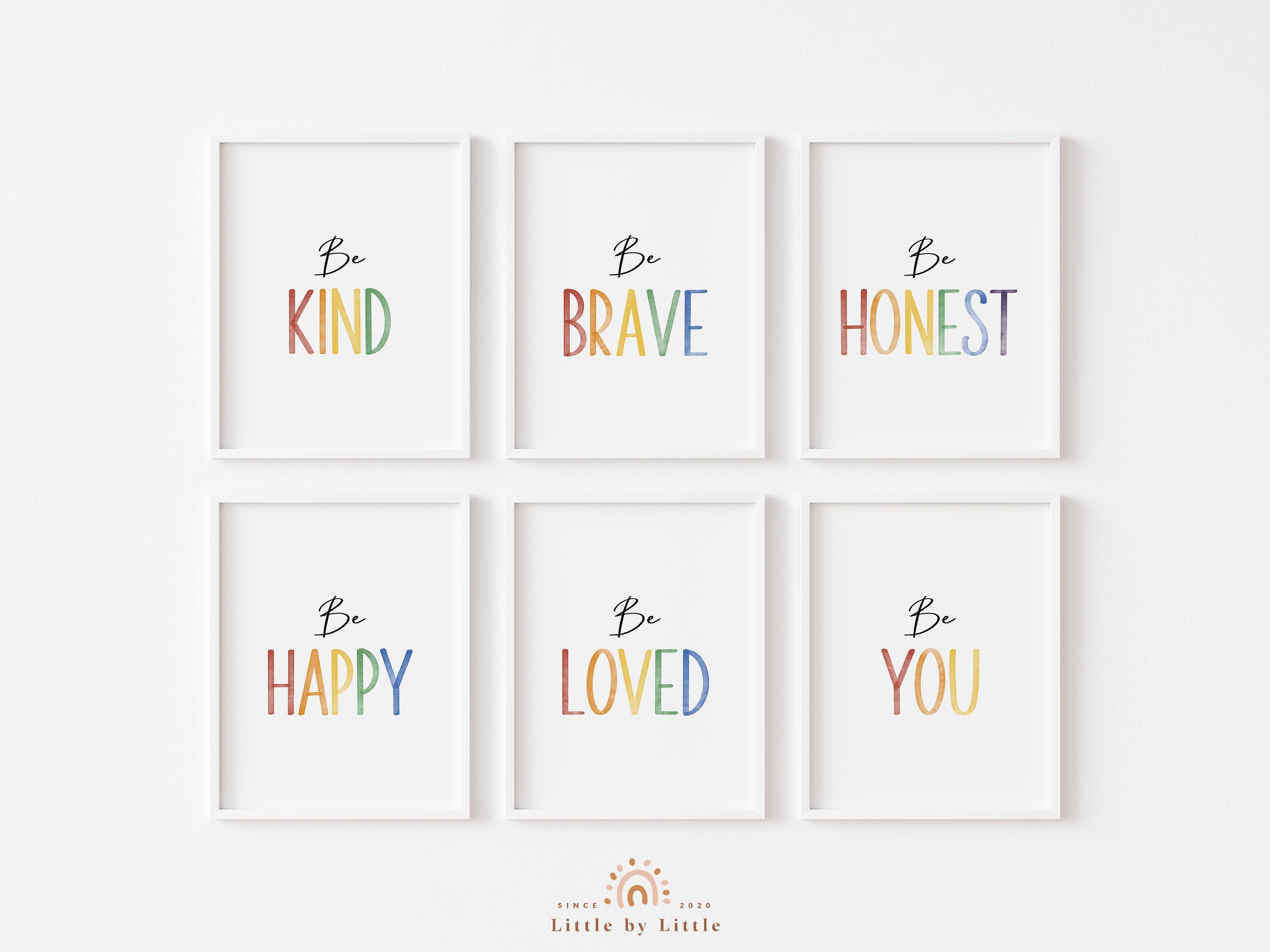 SET of 6 Prints Be Kind Be Brave Be Happy Be Honest Be | Etsy