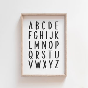 Black Watercolor Alphabet & Numbers, SET of 2 Prints, Nursery Wall Art ...