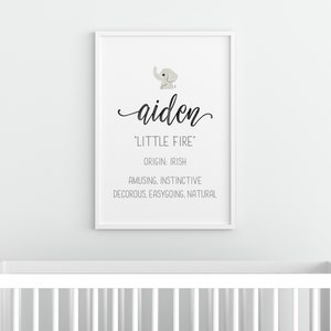 Aiden Name Meaning Print: Baby Boy Nursery Decor (instant Download) - Etsy