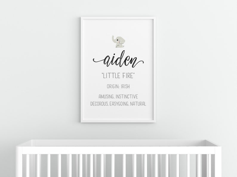 Aiden Name Meaning Print Aiden Name Art Baby Shower Gift - Etsy