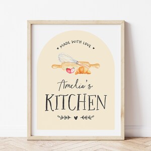 Custom Watercolor Play Kitchen Sign, Personalized Gift for Little Girl ...