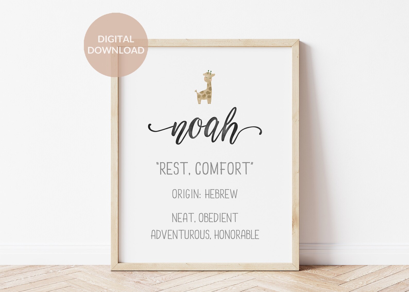 Noah Name Meaning Print: Giraffe Nursery Decor (digital Download) - Etsy