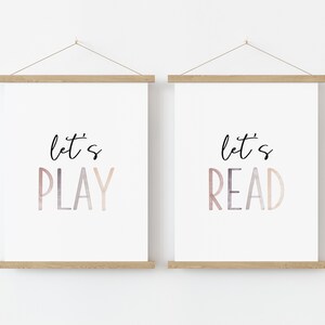 SET of 2 Prints, Let's Play Let's Read, Play Read Wall Art, Kids Room ...