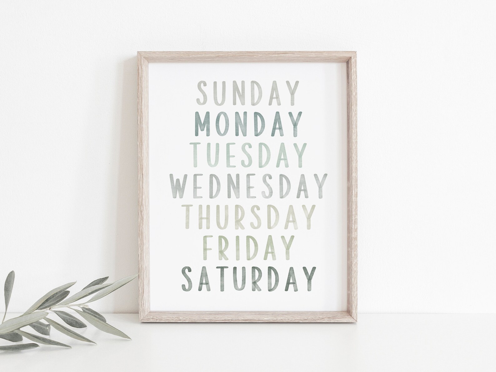 Sage Green Watercolor Learning Posters SET of 4 Alphabet - Etsy