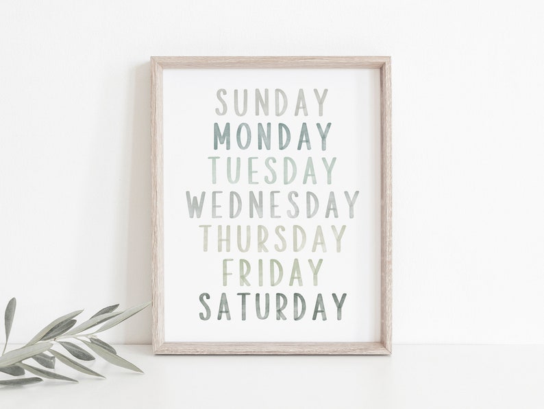 Sage Green Watercolor Learning Posters SET of 4 Alphabet - Etsy