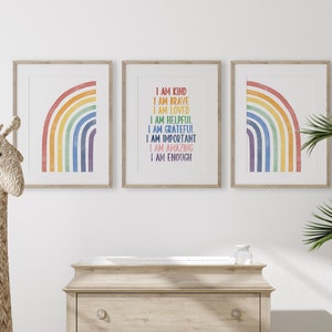 Kids Affirmation Prints: Watercolor Rainbow Wall Art (SET of 3 ...