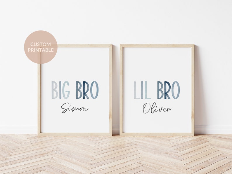 Custom Big Bro Lil Bro Print SET of 2 Prints Custom Brother - Etsy