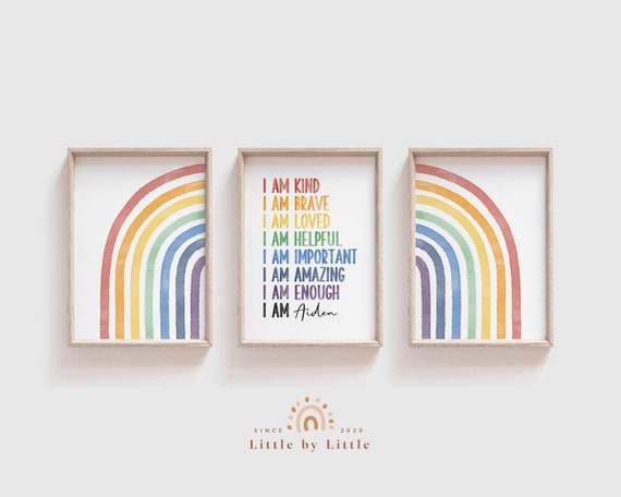 SET of 3 Kids Affirmation Prints Custom Kids Affirmation Wall - Etsy