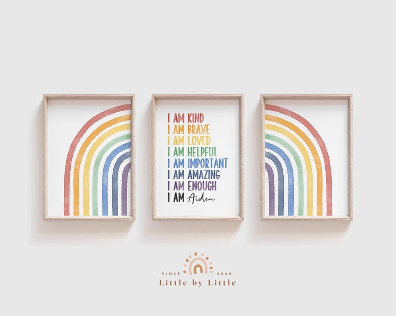 SET of 3 Kids Affirmation Prints Custom Kids Affirmation Wall - Etsy