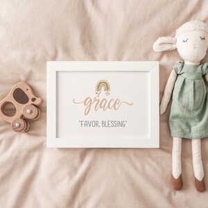 Grace Name Meaning Print, Watercolor Name Print, Baby Shower Gift ...