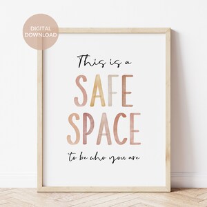 This is A Safe Space to Be Who You Are Sign, Boho Watercolor, Boho ...
