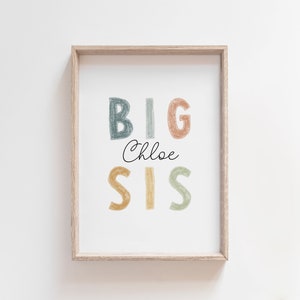 Set of 2 Custom Sister Name Sign, Big Sis Lil Sis, Girls Room Decor ...