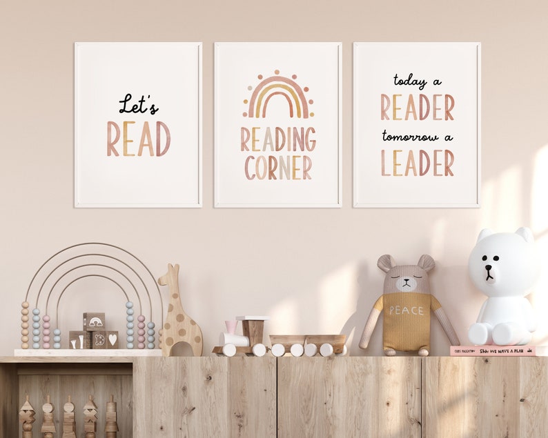 Boho Reading Corner Sign Let's Read Today a Reader - Etsy