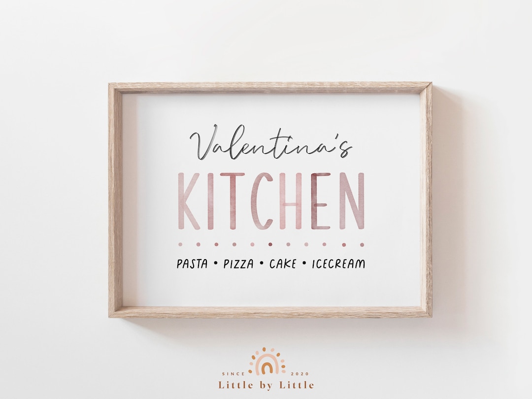 Custom Play Kitchen Sign, Personalized Gift for Little Girl, Pink ...