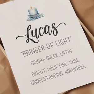 Lucas Name Meaning Print, Meaning of Lucas, Baby Shower Gift, Boys Room ...