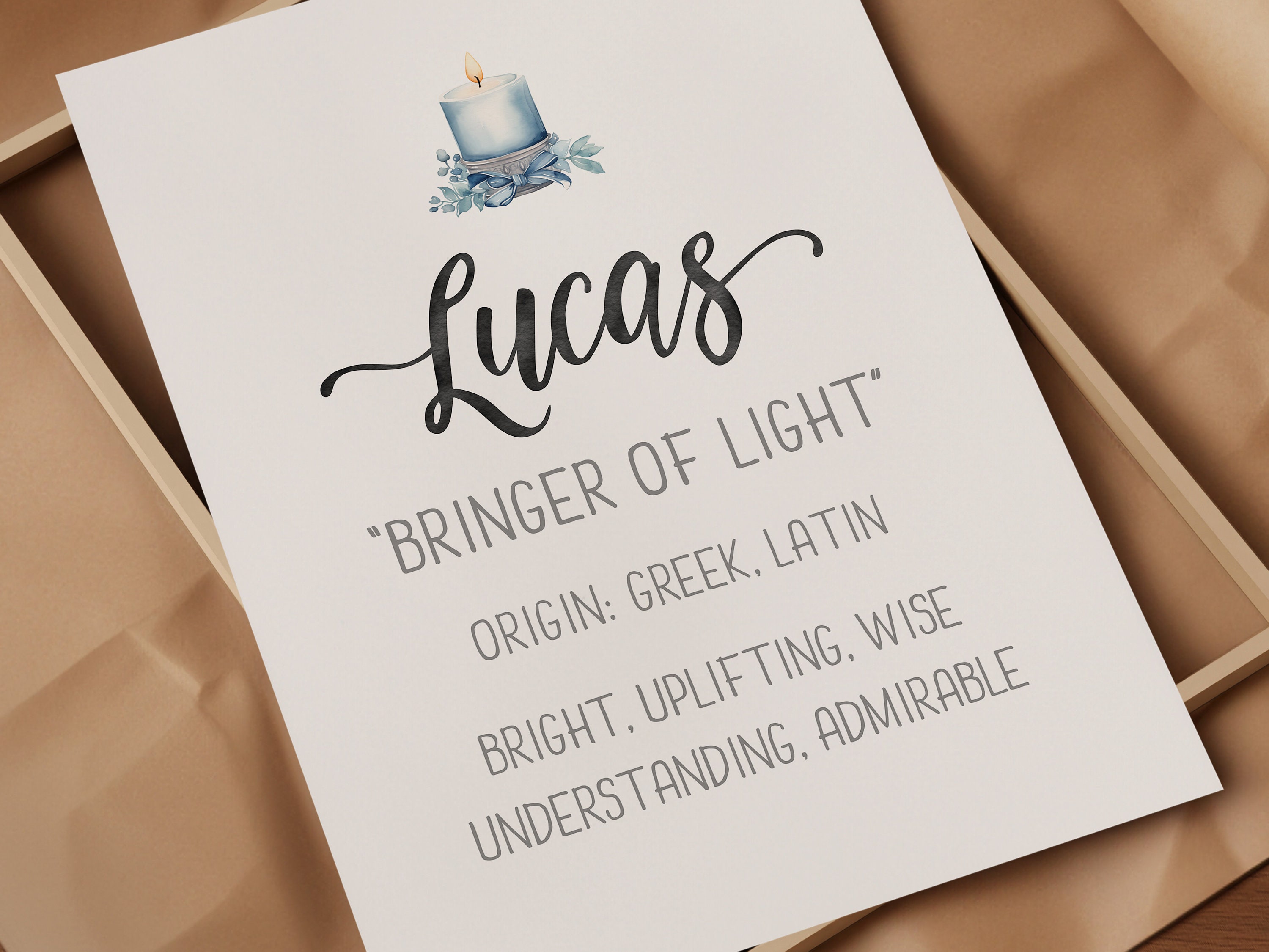 Lucas Name Meaning Print: Watercolor Nursery Decor (digital Download ...