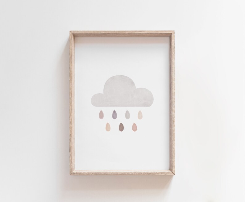 SET of 3 Posters Neutral Sun Rainbow Cloud Print Watercolor | Etsy