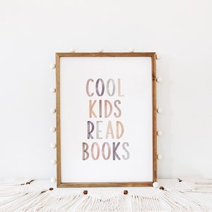 Cool Kids Read Books, Boho Classroom Decor, Kids Wall Art, Neutral ...