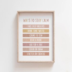 Boho Watercolor Calming Corner Signs, Set of 3, Calming Techniques ...