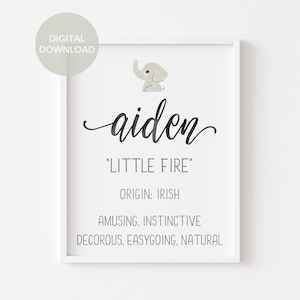 Aiden Name Meaning Print: Baby Boy Nursery Decor (instant Download) - Etsy
