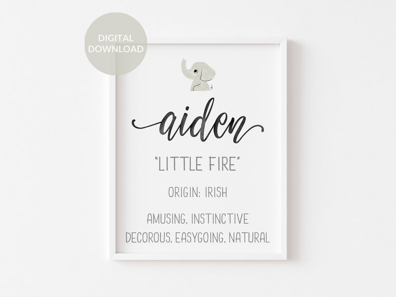 Aiden Name Meaning Print: Baby Boy Nursery Decor (instant Download) - Etsy