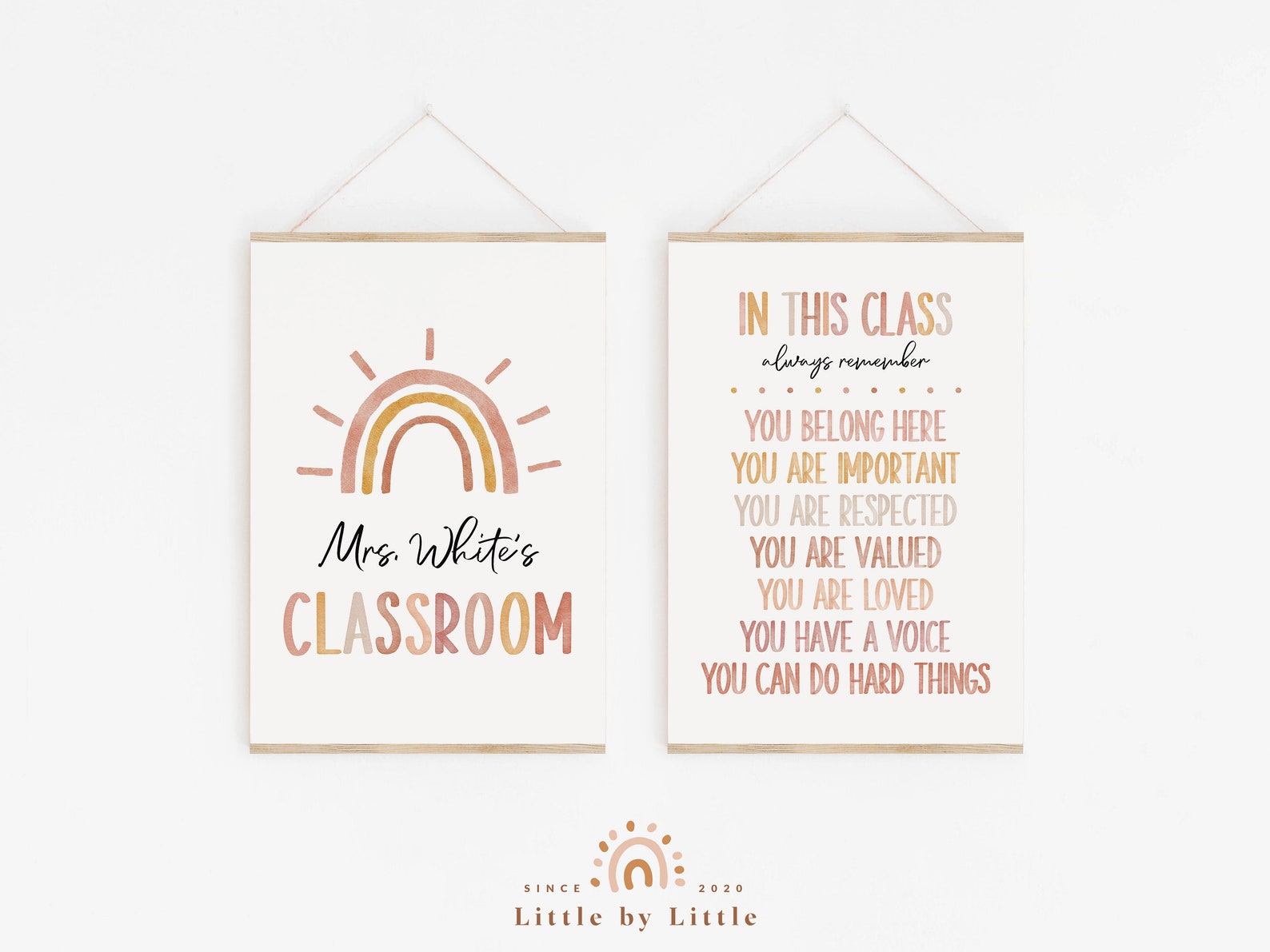 SET of 2 Classroom Sign Custom Teacher Name Sign Boho - Etsy